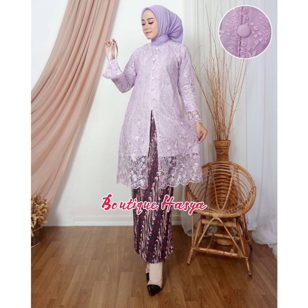 Jual One Set Kebaya Tunik Kancing Depan Tunik Brokat kebaya Modern ...