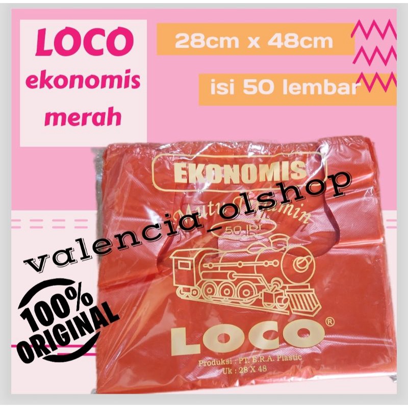 Jual kantong plastik kresek loco ekonomis 28 merah 50lembar | Shopee ...