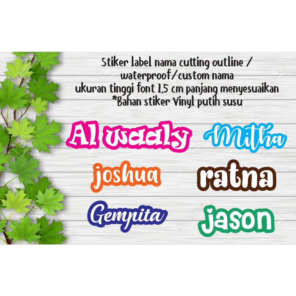 Jual Yuk diorder !!! Sticker label nama cutting outline/waterproof ...