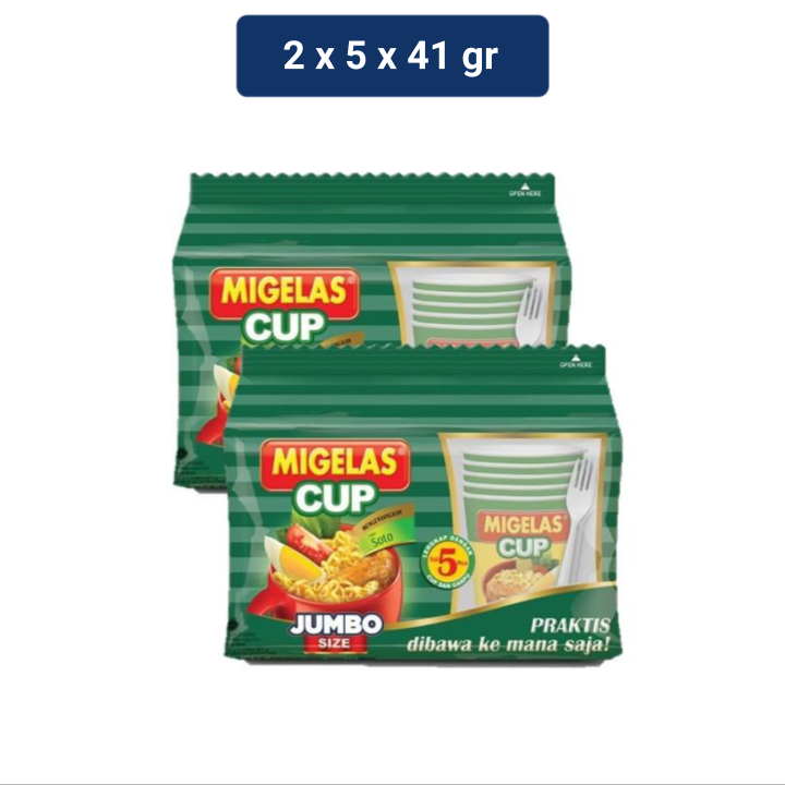 Jual Migelas Jumbo Cup Mie Instan Rasa Soto Ayam 5 x 41 gr | Shopee ...