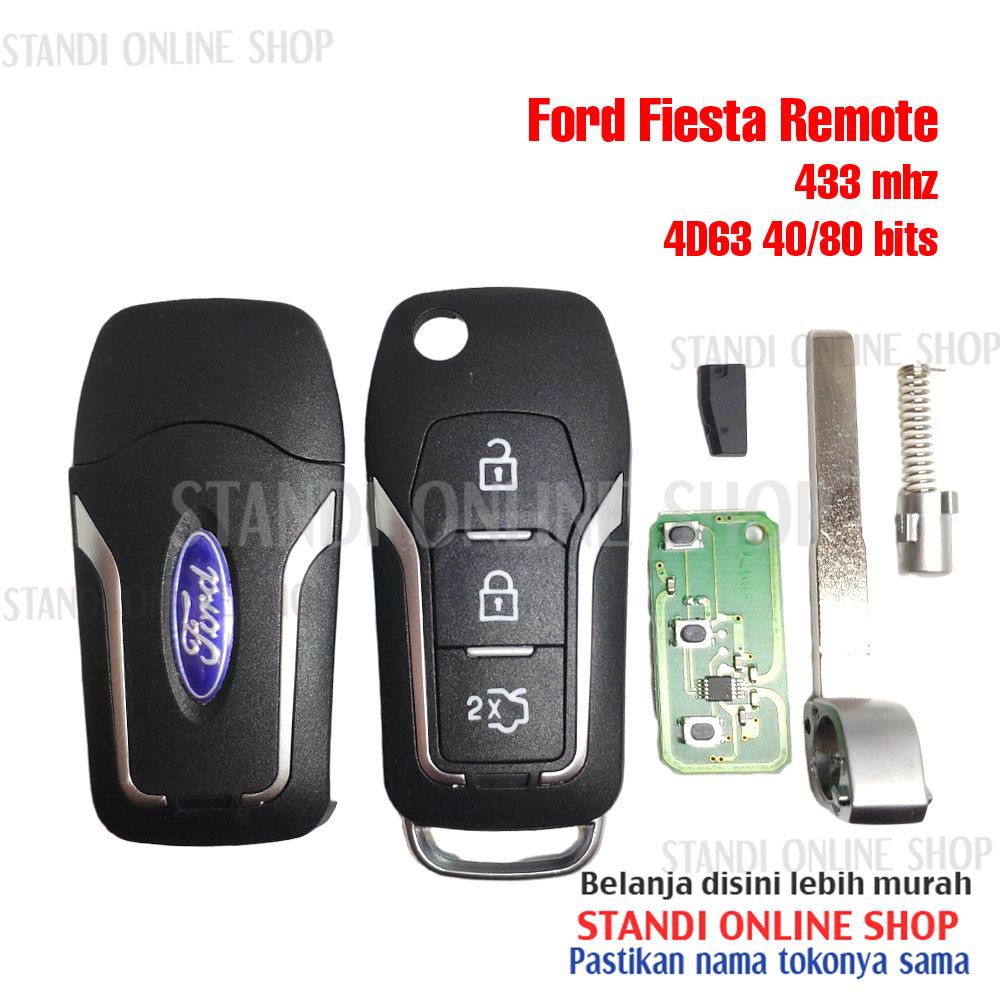 Jual Remote Set Kunci Lipat Flip Key Baru PCB Mobil Ford Fiesta 433Mhz ...