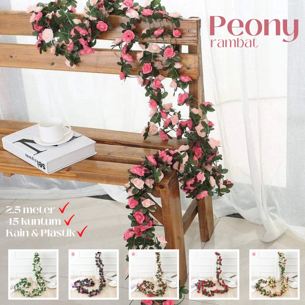 Jual Bunga PEONY Gantung Rambat 2.5m isi 45 kuntum Bunga & Bunga ...