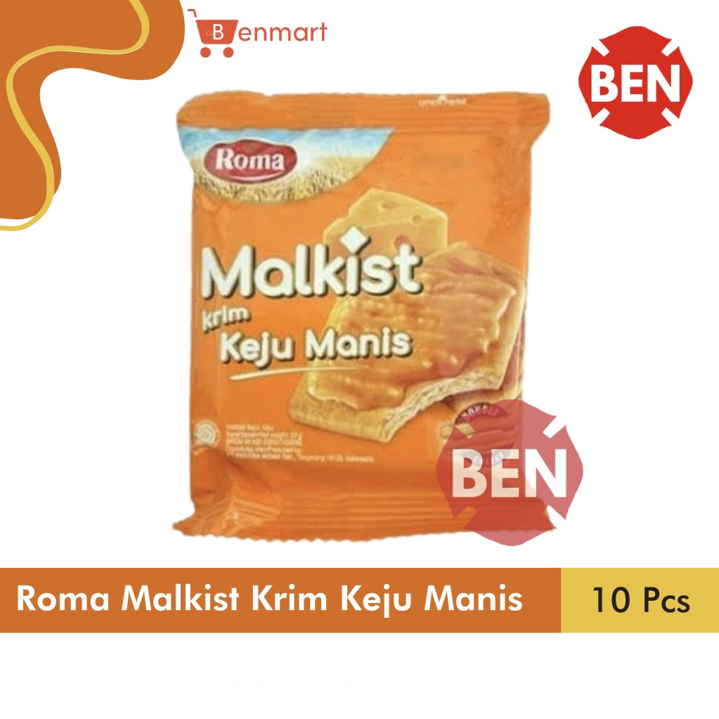Jual Roma Malkist KRIM KEJU MANIS 1 Renceng 10 Sachet Pcs Double Cheese ...