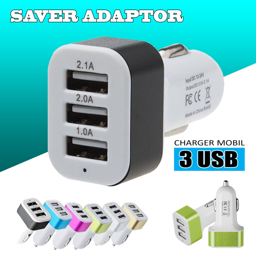Jual SAVER ADAPTOR 3 USB CHARGER MOBIL | Shopee Indonesia