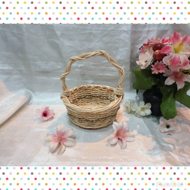 Jual K49S - Keranjang rotan bulat tangkai S 14x6cm hampers parcel ...