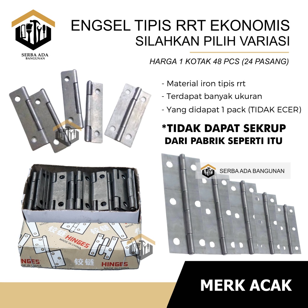 Jual (HARGA PER BOX) ENGSEL TIPIS RRT 1" 1/2" 2" 21/2" 3" 4" ENGSEL ...