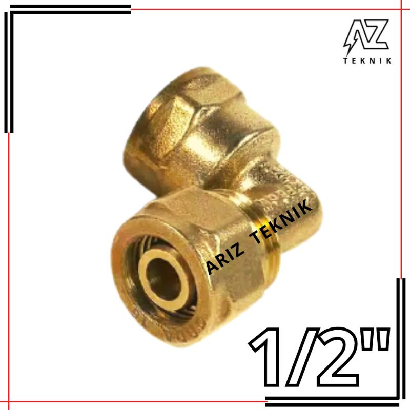 Jual Sambungan Pipa Air Panas Elbow 16X1/2 inch Kuningan Konektor Sok Siku Fitting Sock Adapter ...