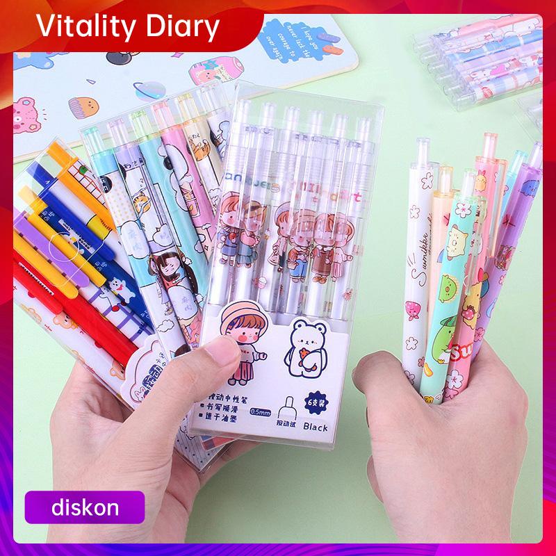 Jual 6pcs/set pena netral/ball pens/gel pen/pulpen gel mekanik tinta ...