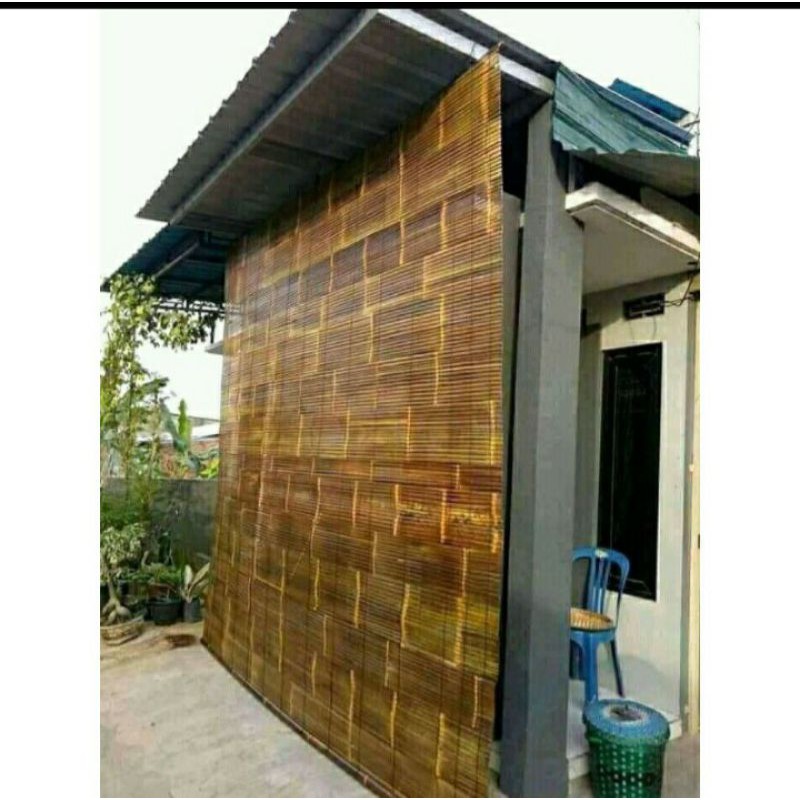 Jual Tirai Bambu Hitam Polos ukuran L 1,5m X T 2m Vernis Gorden Kerey ...