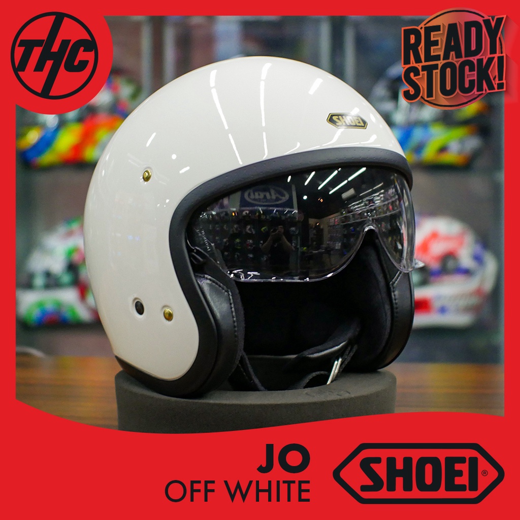 Jual SHOEI JO OFF WHITE HELM HALF FACE CLASSIC | Shopee Indonesia