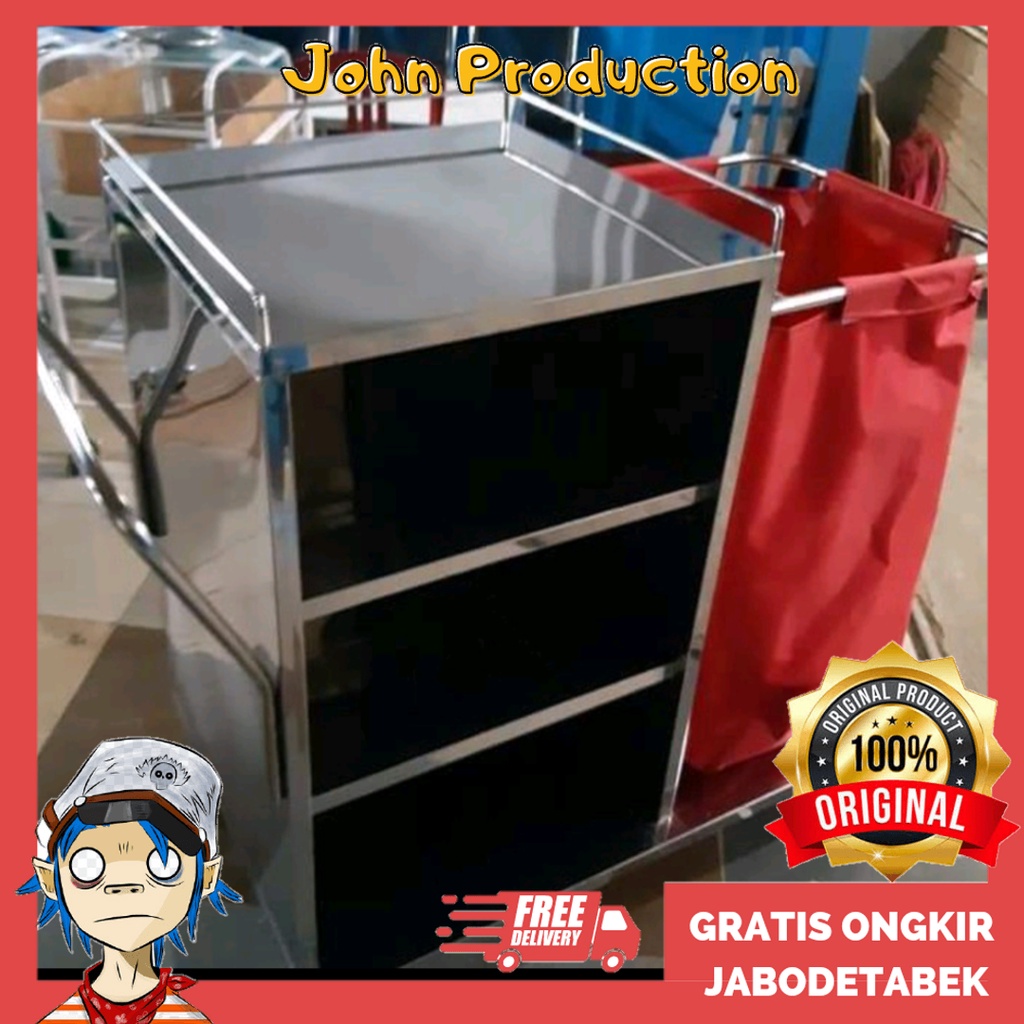 Jual Trolley Laundry Troli Linen Terbuka / Trolley Pasien (Stainless ...