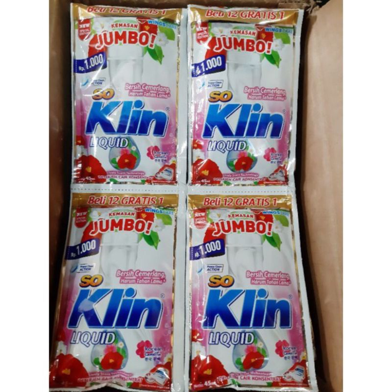 Jual Soklin Liquid Jumbo Detergent Cair 1 Renceng / So klin liquid 1000 ...