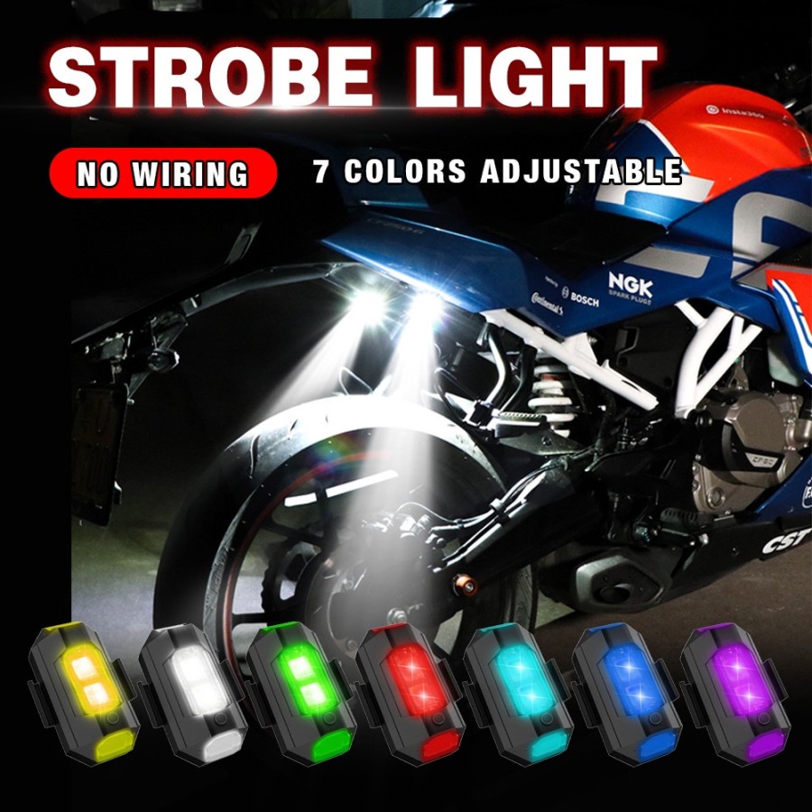 Jual Lampu Strobo LED 7 Warna Universal Tahan Air Anti Tabrakan Untuk ...