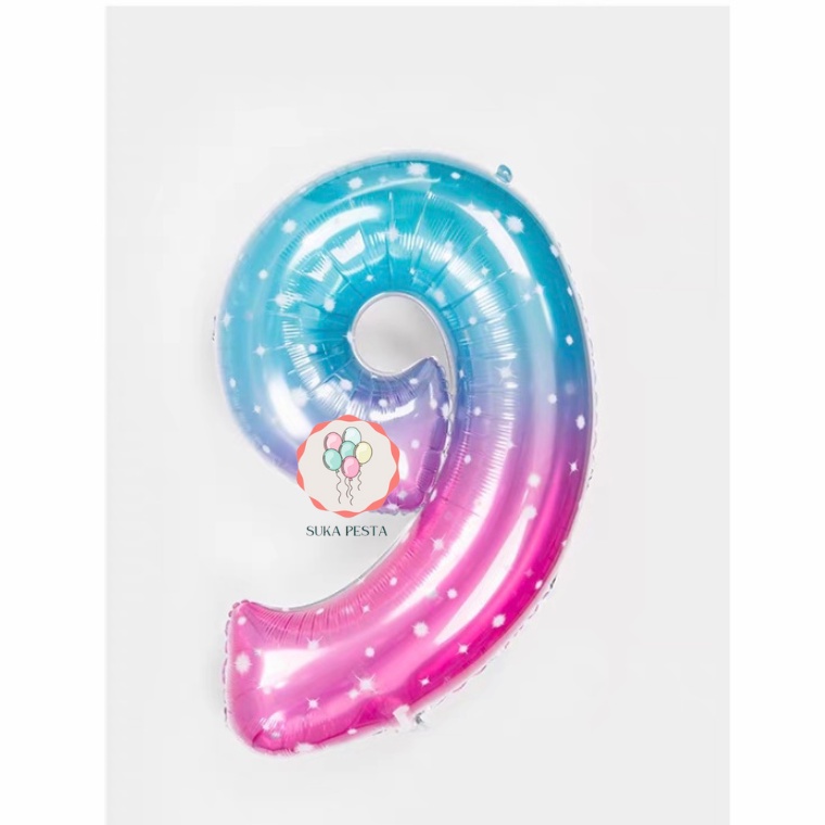 Jual BALON ANGKA 80CM GRADASI PINK BIRU / BALON ANGKA JUMBO / BALON ...