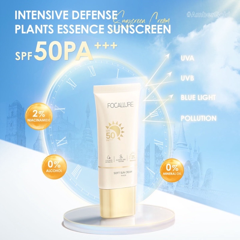 Jual FOCALLURE Soft Sun Cream SPF50 | UVA UVB Blue Light Sun Protector ...
