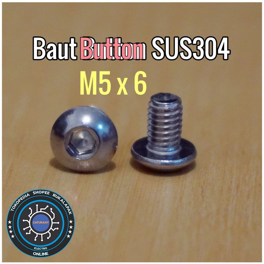 Jual Baut Button L M5 x 6 kepala payung sus304 stainless bolt 5 x 6 ...