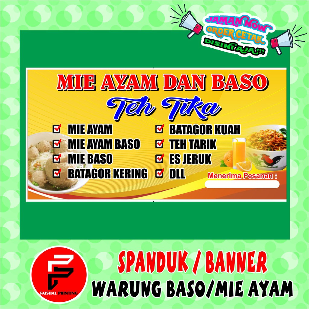 Jual Spanduk / Banner / Backdrop Warung Mie Ayam baso Ukuran 2 x 1 ...