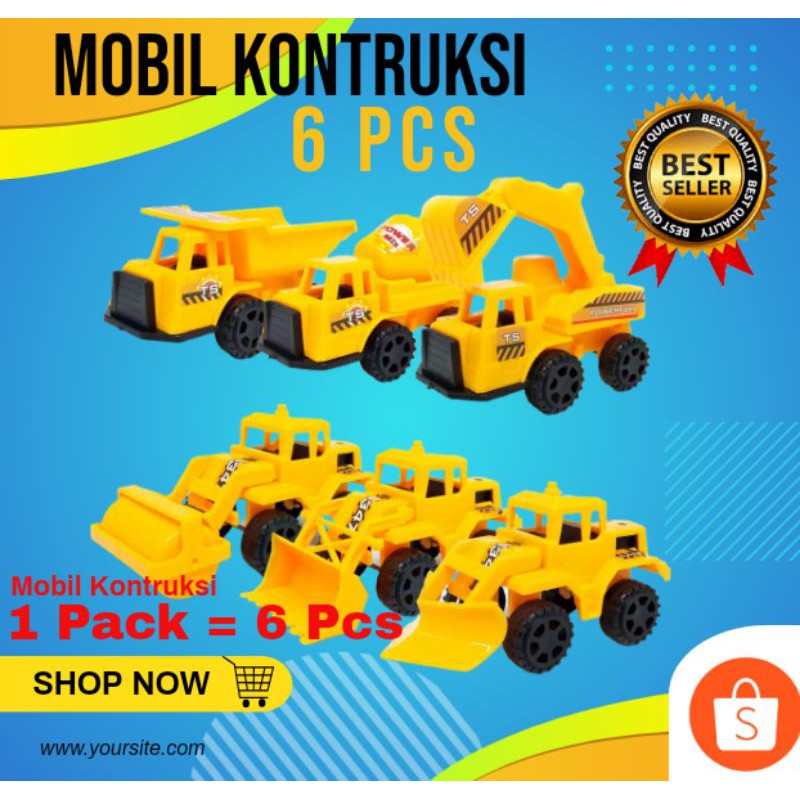 Jual Mobil Truk Kontruksi Mainan Anak Cowok Mobil Mobilan Plastik 6 Pcs ...
