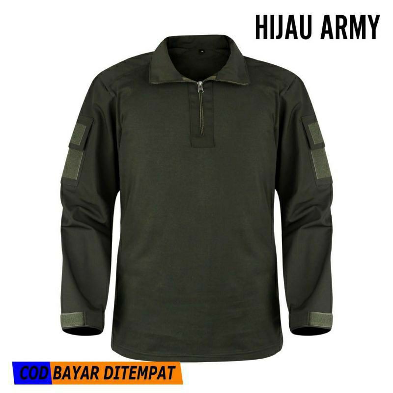 Jual Baju Kaos TACTICAL Combat t-shirts BDU# Baju Kaos Velcro BDU Hijau Polos | Shopee Indonesia