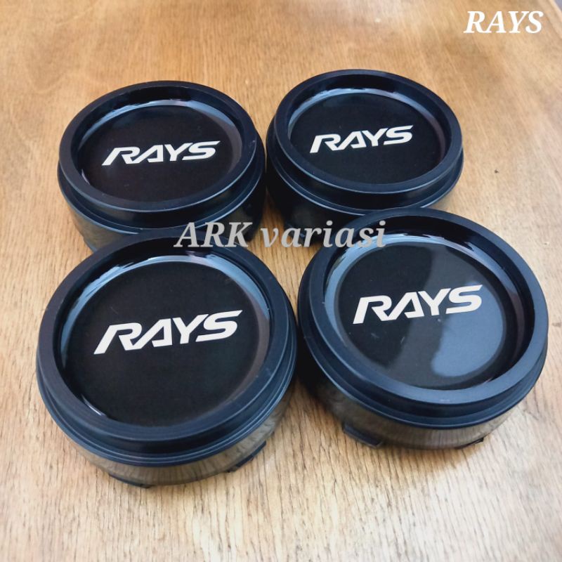 Jual tutup dop velg tutup velg racing RAYS hitam diameter kaki 6.5 cm ...