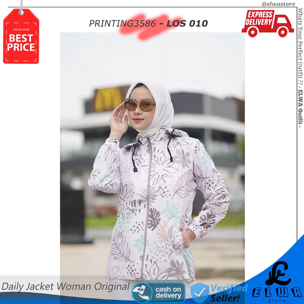 Jual LOS010 JAKET 3d PRINTING 3586 Jaket Parasut Model Parka Wanita ...