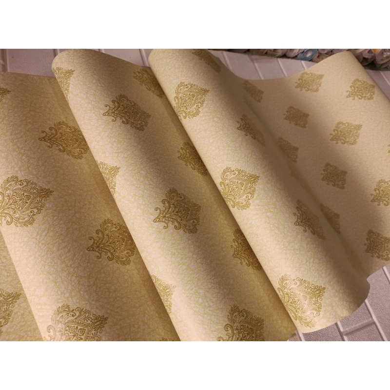 Jual Wallpaper Sticker Dinding Motif Salur Kream Polos Dan Timbul Mewah Elegan | Shopee Indonesia