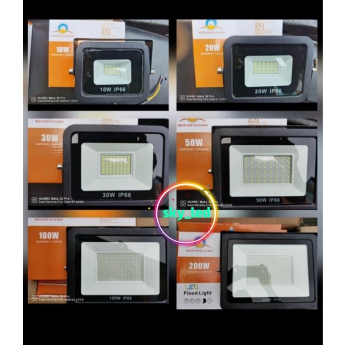 Jual lampu sorot tipis led SMD 10w 20w 30w outdoor tembak/ flood light/ kap sorot led | Shopee ...