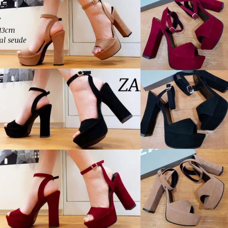 Jual Heels Zara suede 13 cm / Zara high heels suede (KODE 686) | Shopee ...
