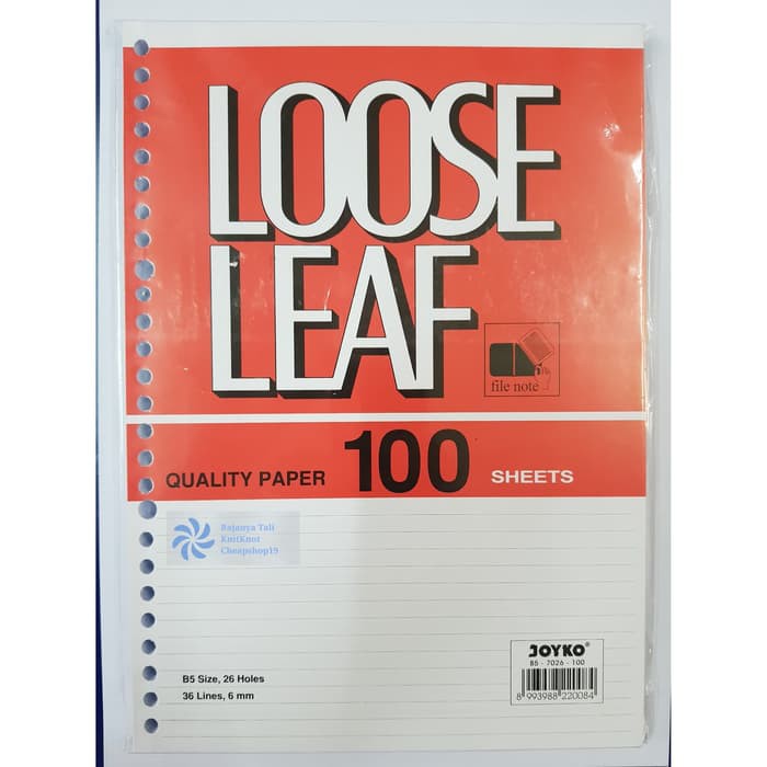 Jual LOOSE LEAF B5 100 LEMBAR / ISI KERTAS BINDER JOYKO MURAH RJT | Shopee Indonesia