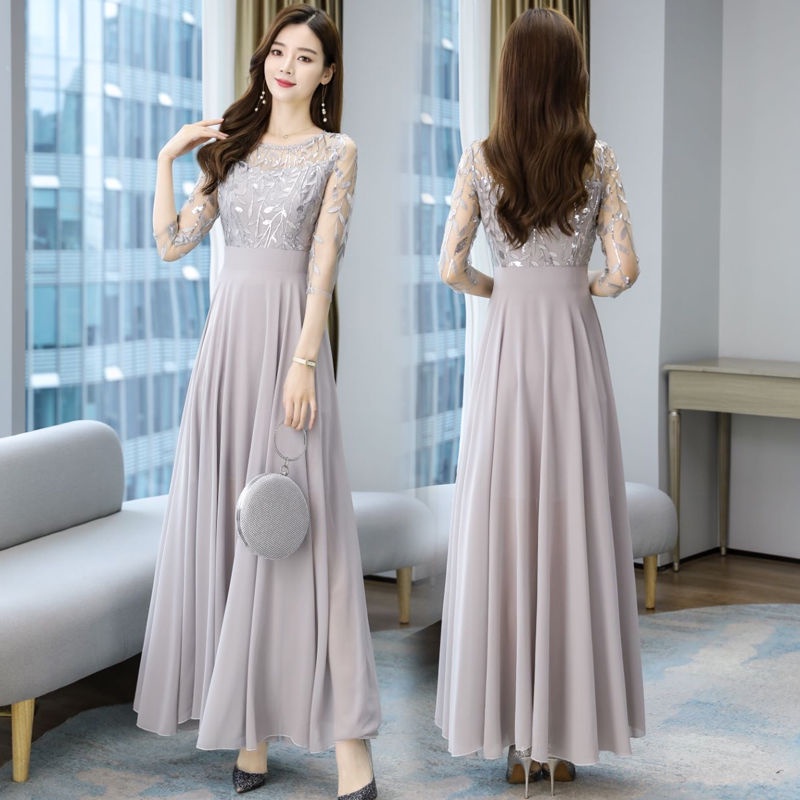 Jual Gaun sifon baru gaun merah panjang peri bersih benang bordir ...