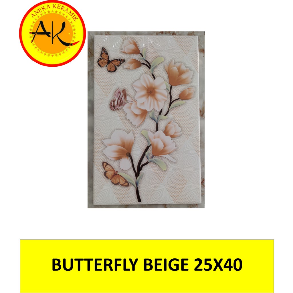 Jual Keramik Dinding Motif Bunga Glossy 25x40 Butterfly Beige | Shopee ...