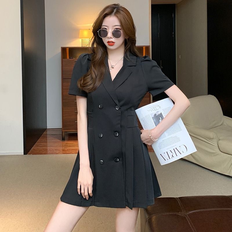 Jual Flax Dress Korean Simple Basic Polos Formal Button Busui Kerja ...