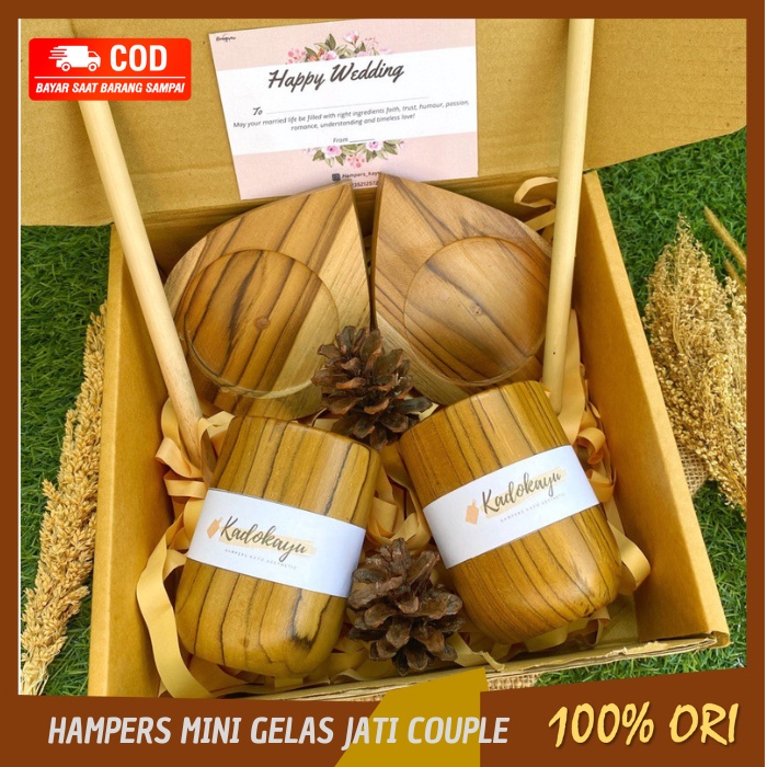 Jual MINI HAMPERS GELAS MUG JATI COUPLE KAYU KADO PERNIKAHAN HADIAH ...