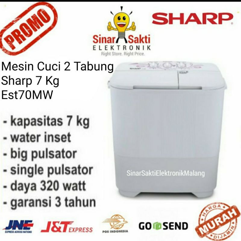 Jual Mesin Cuci 2 Tabung Sharp 7 Kg Est 70 Mw 7Kg Low Watt 70mw Garansi ...