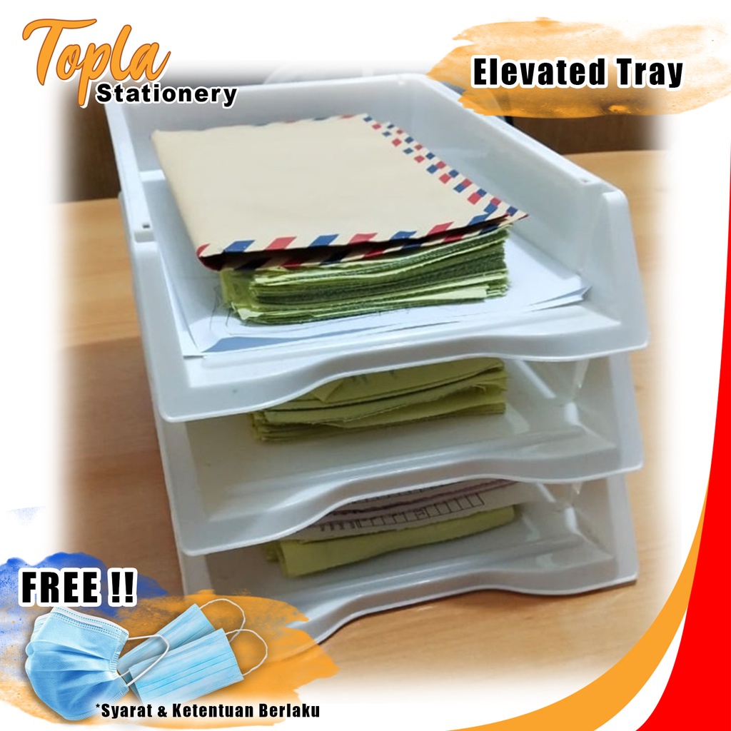 Jual Rak Kertas Dokumen Meja Elevated Tray Paper Tray F4 Warna Rak ...