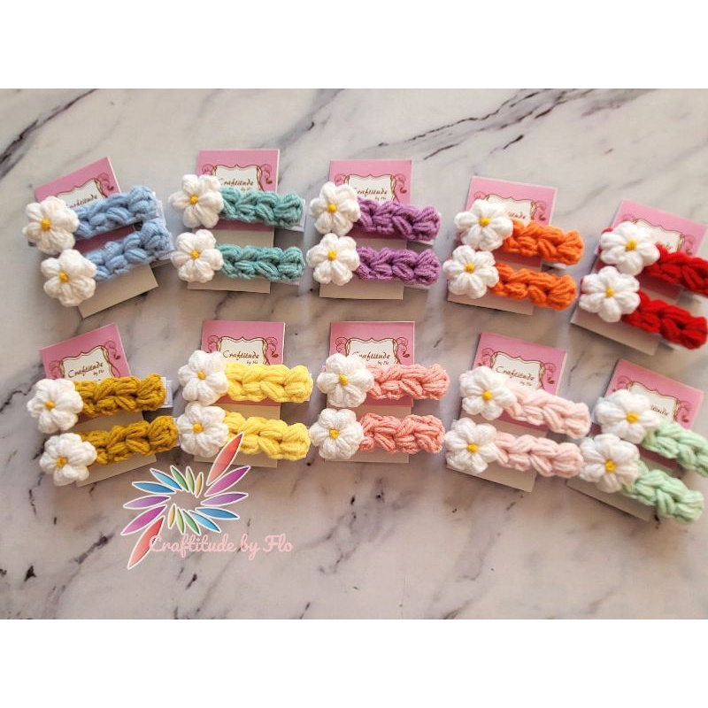 Jual 1 Set Isi 2 Jepit Braided Flower Hair Clips Crochet Jepit Rambut ...