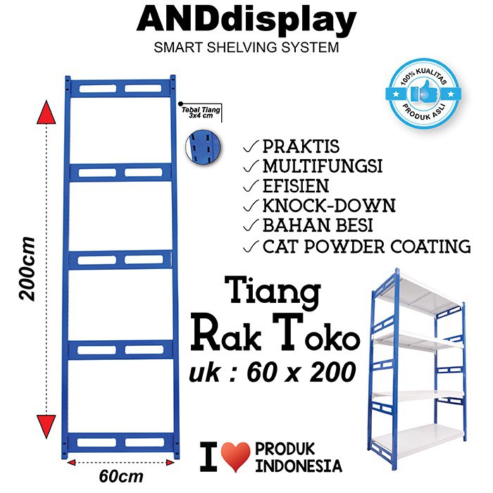 Jual TIANG RAK TOKO T.200CM X L.60CM RAK GUDANG BESI SUPERMARKET ...