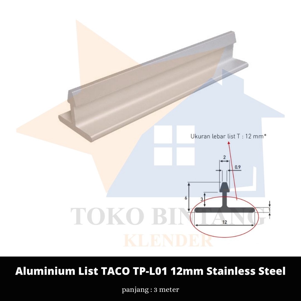 Jual Aluminium List TACO TP-L01 12mm Stainless Steel | Shopee Indonesia