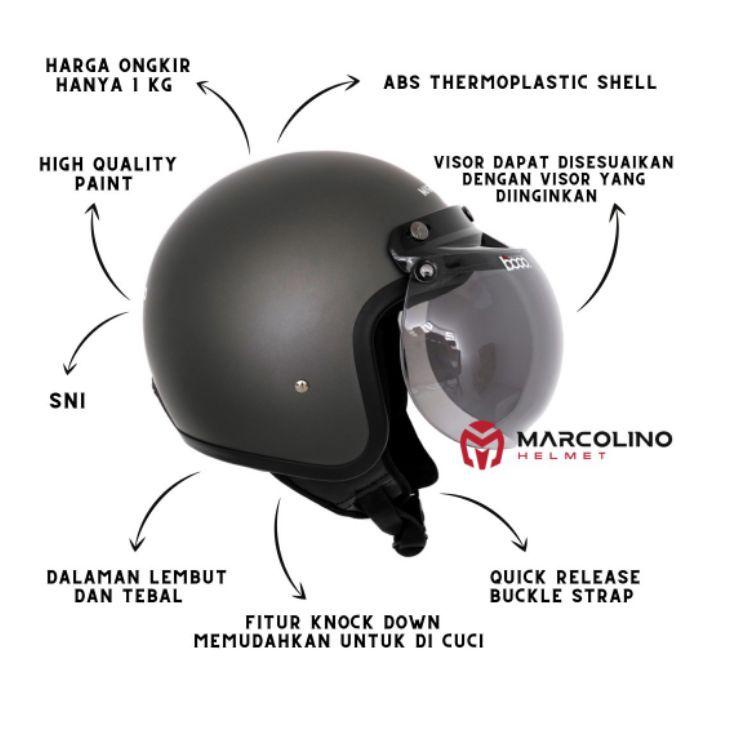 Jual Paling Trending Helm Bogo Retro Marcolino Classic Edition Abu-Abu ...
