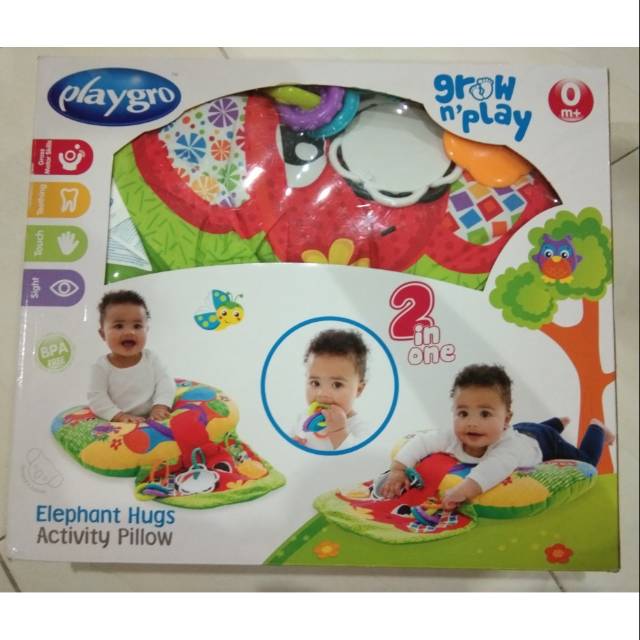 Jual Playgro elephant hugs activity pillow ( playmat ) | Shopee Indonesia