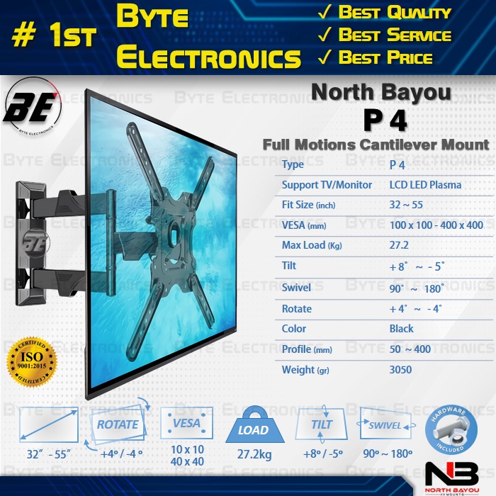 Jual Bracket Braket Breket TV Swivel NB P4 32 40 42 43 49 50 55 inch ...