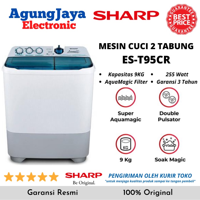 Jual MESIN CUCI SHARP ES-T95CR 9KG 2 TABUNG AQUAMAGIC LOW WATT 9 KG (CILEGON SERANG) | Shopee ...