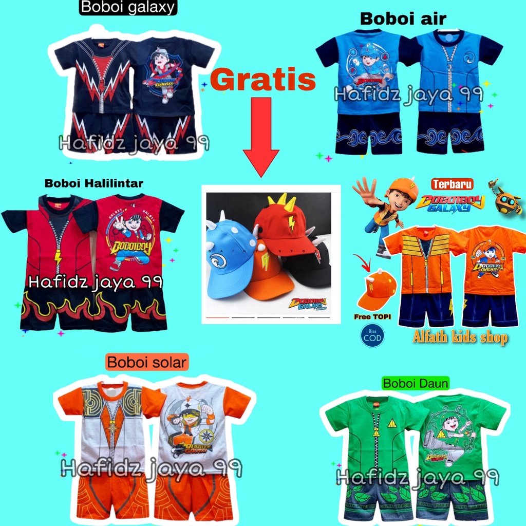 Jual SETELAN BAJU KOSTUM BOBOIBOY ANAK SET TOPI / STELAN BOBOBOY ANAK ...