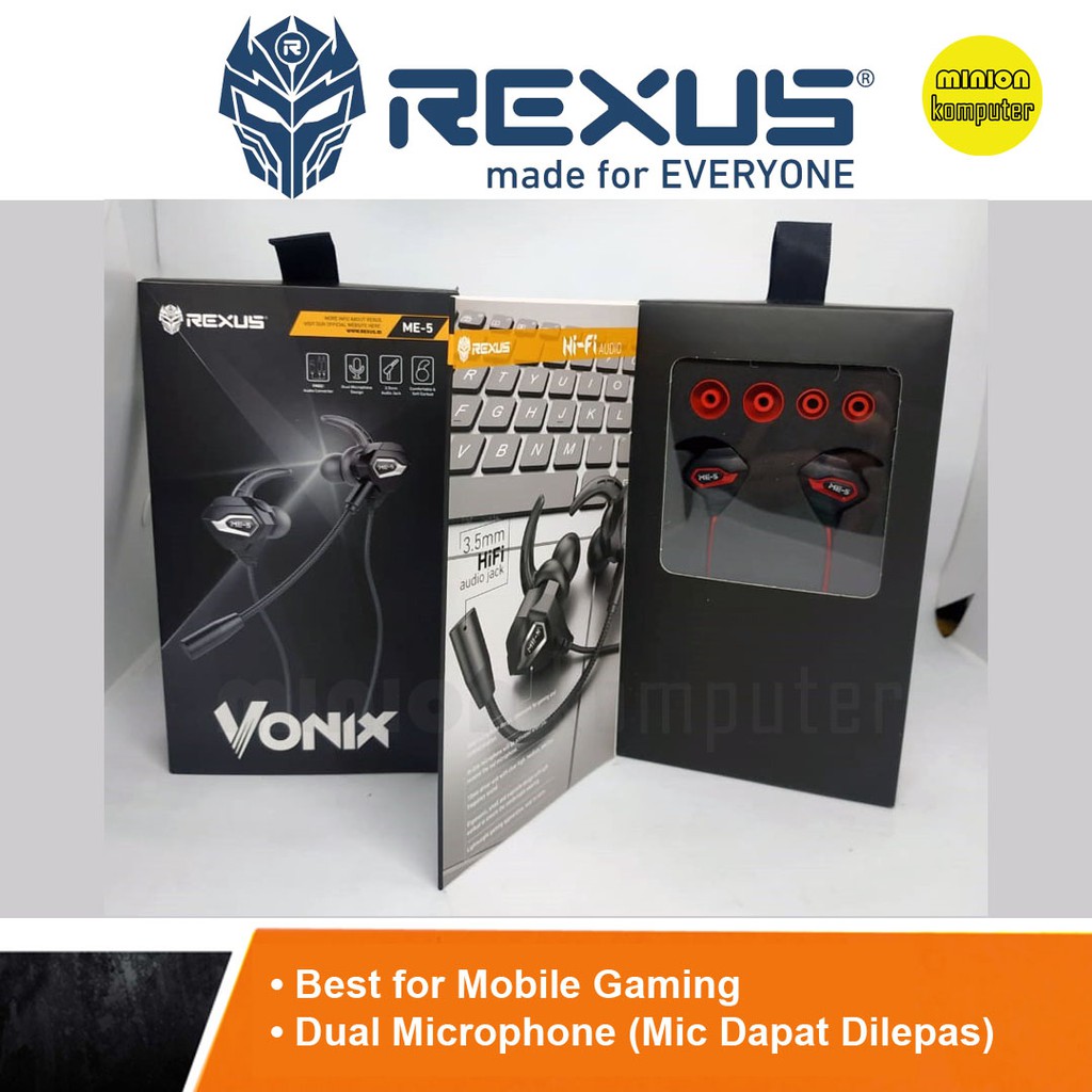 Jual Rexus Vonix ME5 / ME-5 In-Ear Gaming Earphone with Dual Microphone ...