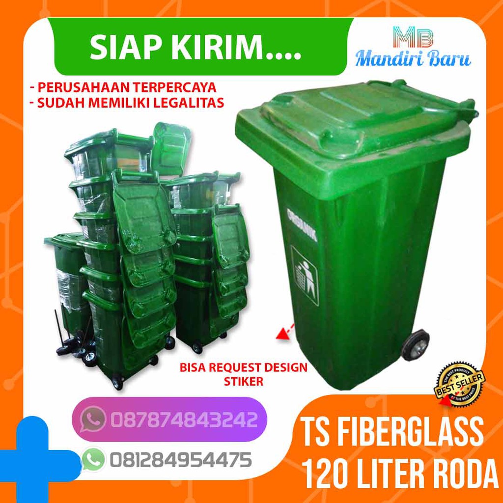 Jual JUAL TONG TEMPAT SAMPAH FIBER BERODA 120 LITER ORGANIK ANORGANIK, HARGA TEMPAT SAMPAH FIBER ...
