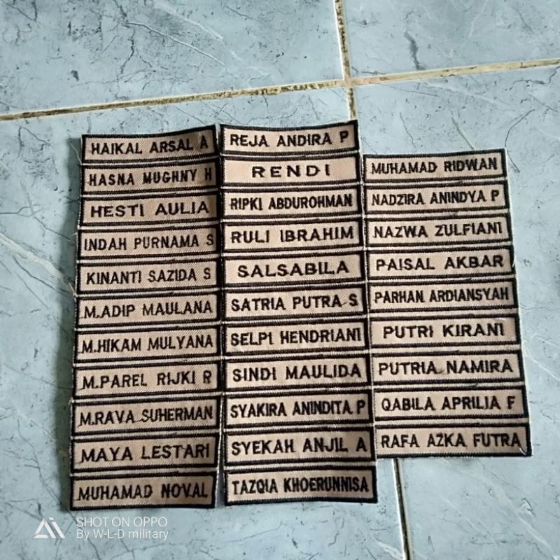 Jual Bordir Nama/Nametag Emblem Siswa/Siswi Sekolah , Pondok Pesantren ...