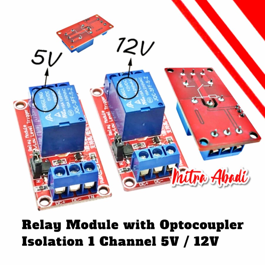 Jual Relay Module with Optocoupler Isolation 1 Channel DC 5V / DC 12V ...