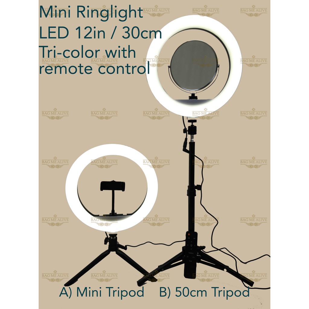 Jual Mini Ring Light LED 12" 30cm / Tri-Color / Full Set | Shopee Indonesia
