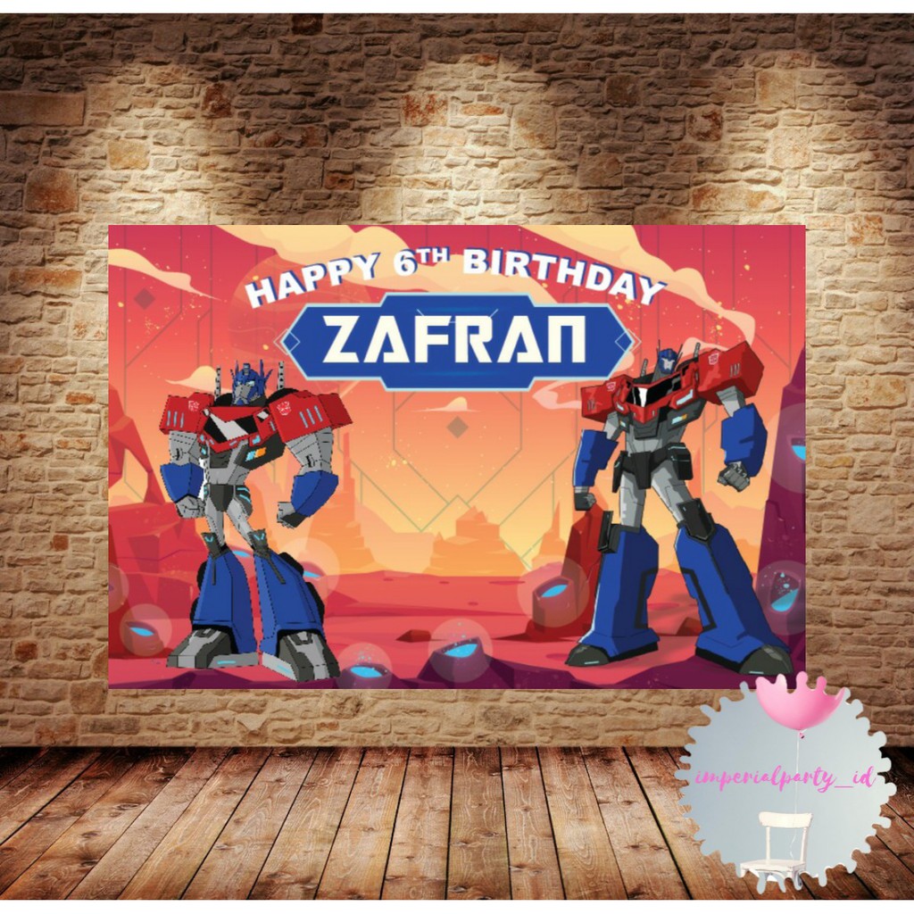Jual Custom Backdrop Banner Spanduk Happy Birthday Transformers Optimus ...