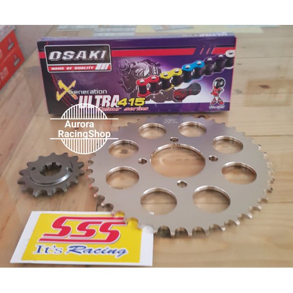 Jual Turun Harga !! Gear Set SSS & Rantai Osaki 415 Suzuki Satria FU ...
